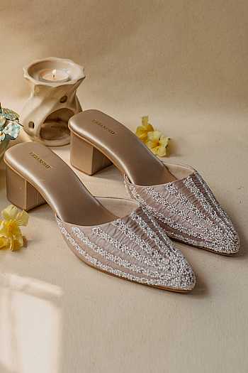 Buy Grey Embroidery Akoya Pointed Toe Mules by Urbansway Online at Aza ...