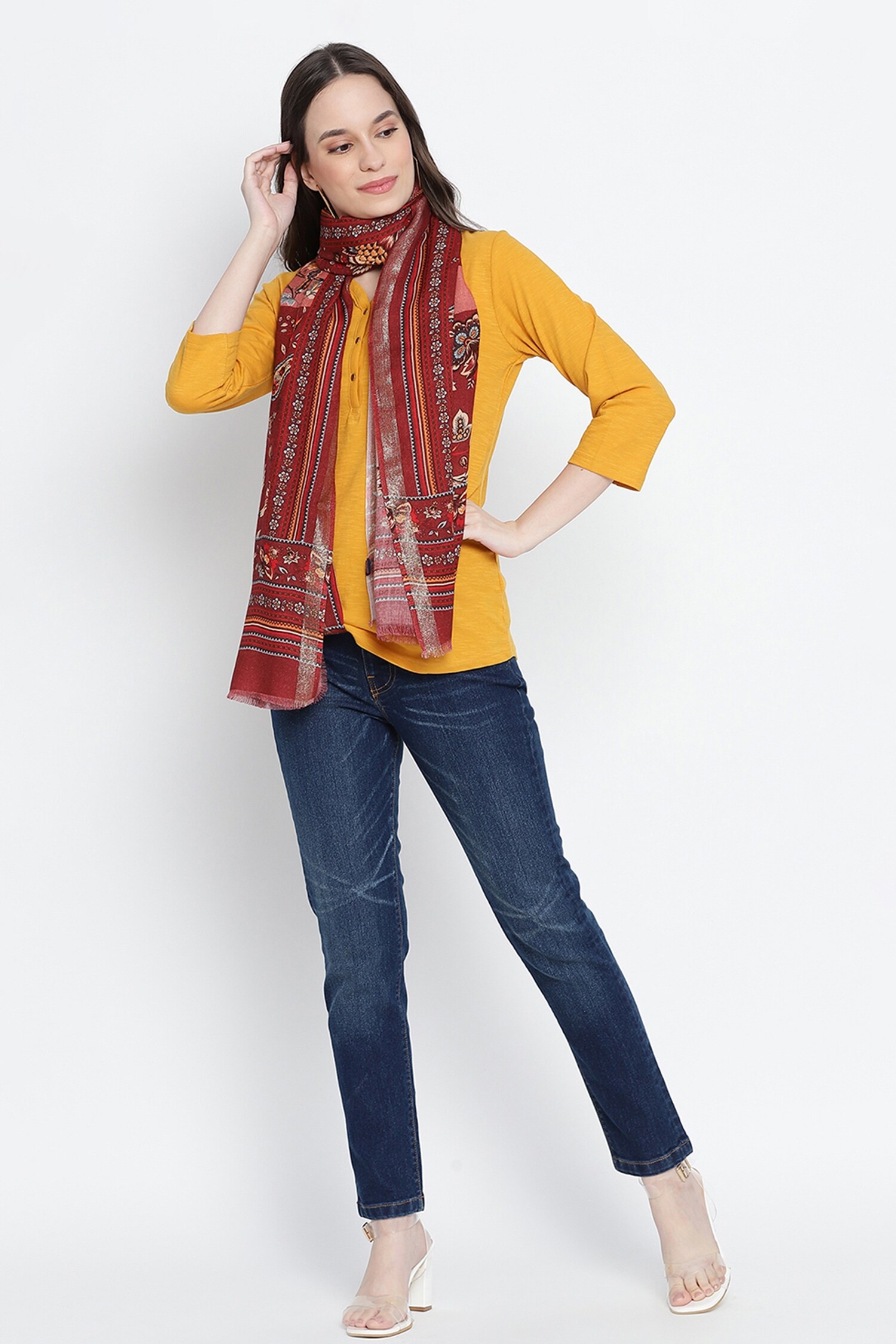 Buy Shingora Floral Print Stole Online | Aza Fashions