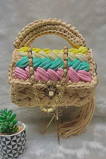Buy BIJIT Rectangle Cotton Braided Texture Sling Bag Online | Aza Fashions