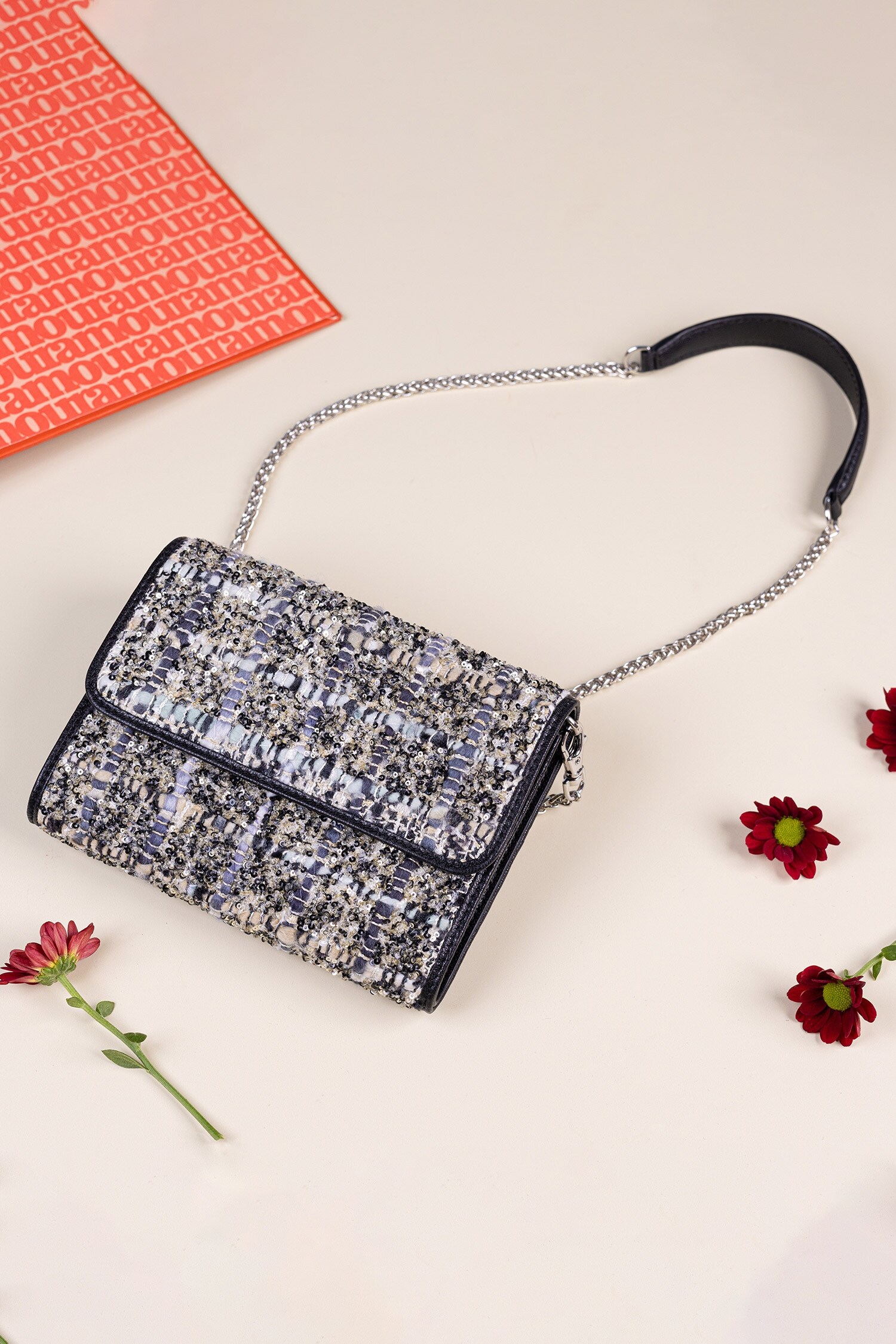 Buy The Leather Garden Plumeria Leather Embellished Bag Online | Aza ...