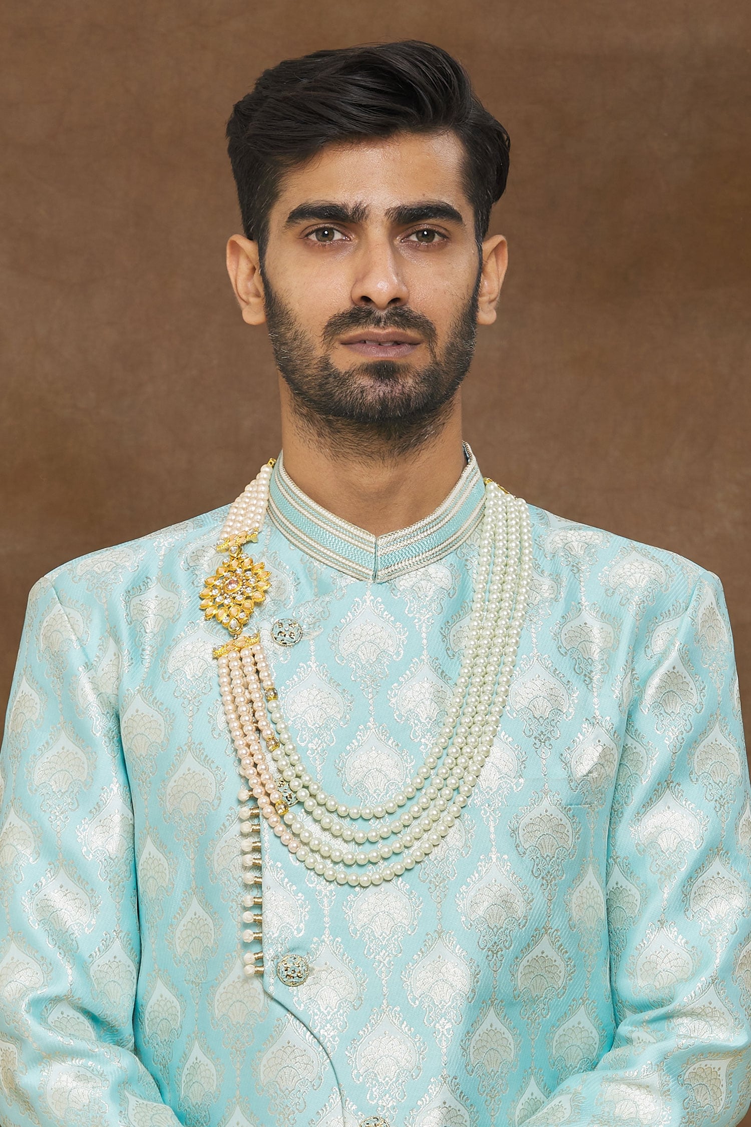 Buy Peach Embellished Pearl Layered Mala For Men by Arihant Rai Sinha ...