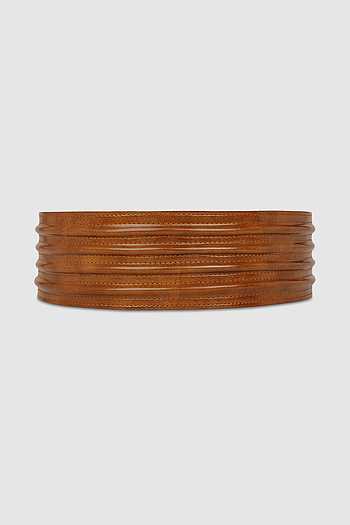 Buy Brown Ash Textured Belt by TROV Online at Aza Fashions.