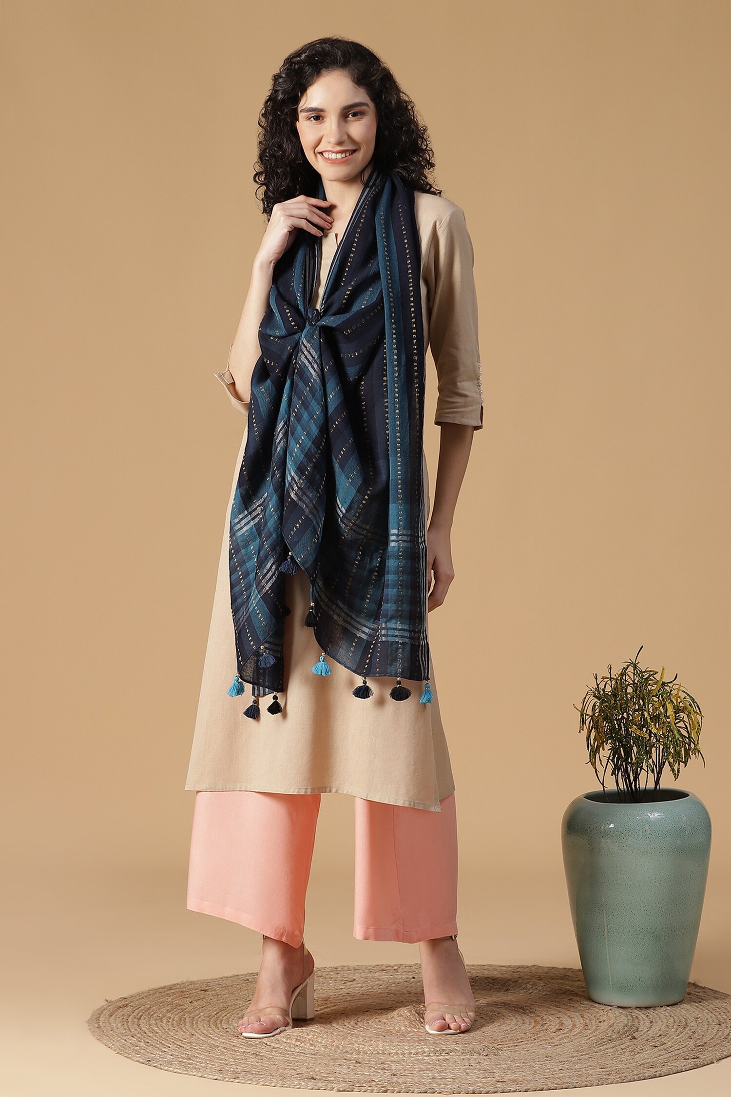 Buy Shingora Woolen Striped Stole Online | Aza Fashions