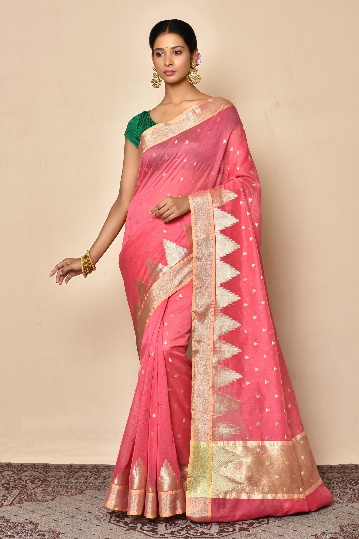 Buy Naintara Bajaj Pink Banarasi Chanderi Silk Saree Online | Aza Fashions