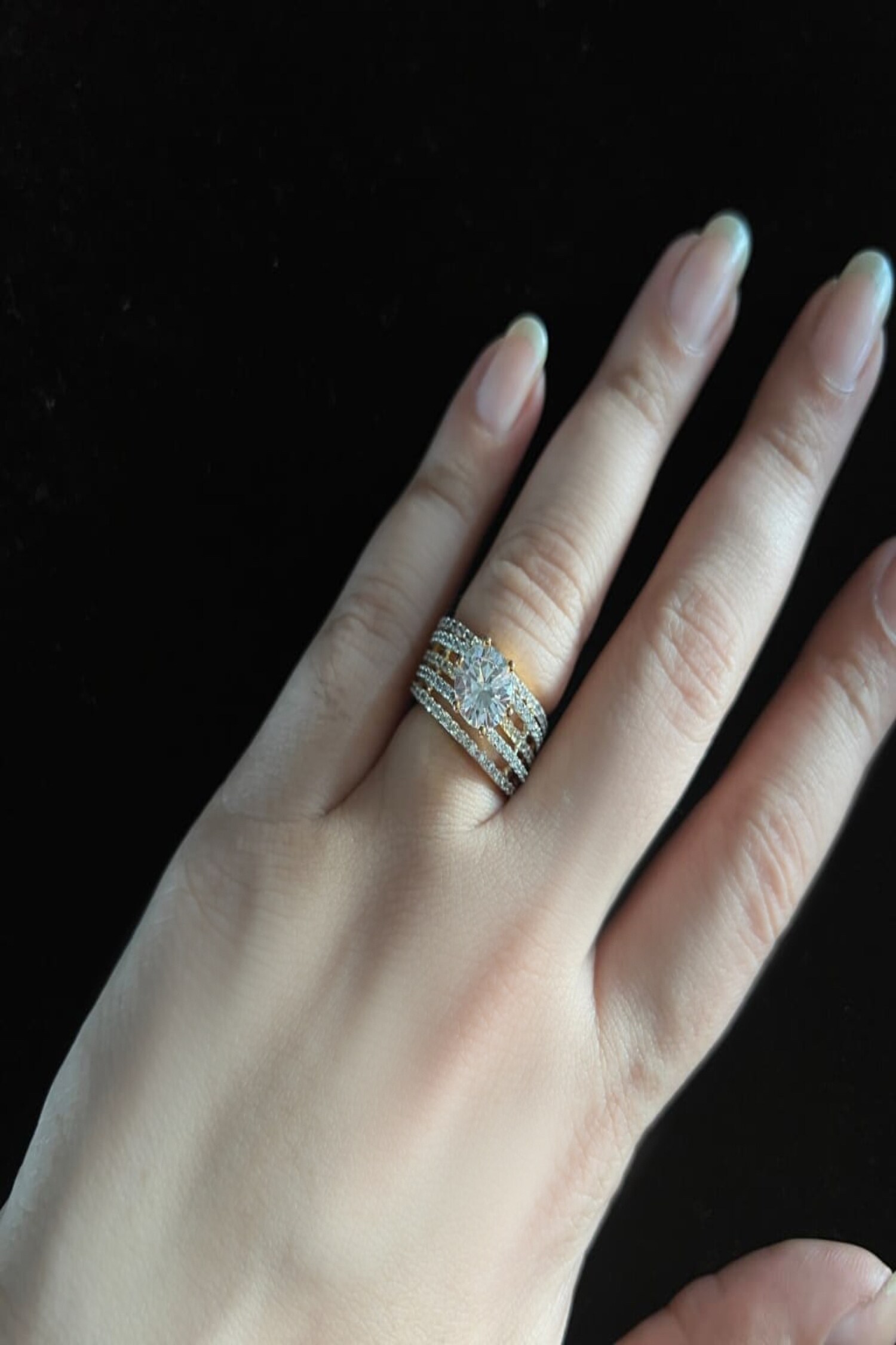 Buy Gold Plated Embellished Iqra Cubic Zirconia Ring by Mozaati Online at Aza Fashions.