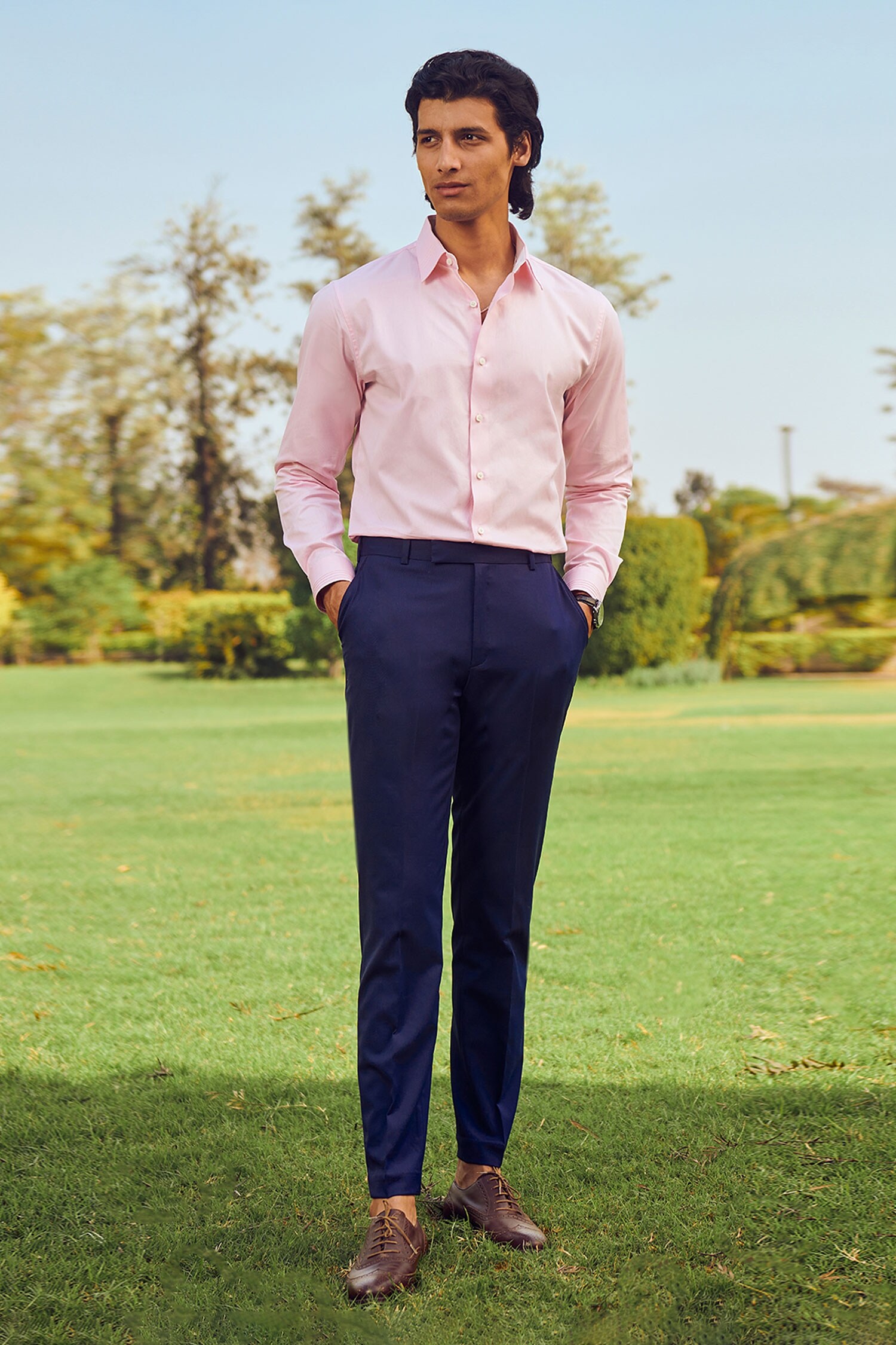 Buy Pink 100% Cotton Demure Shirt For Men by Philocaly Online at Aza ...