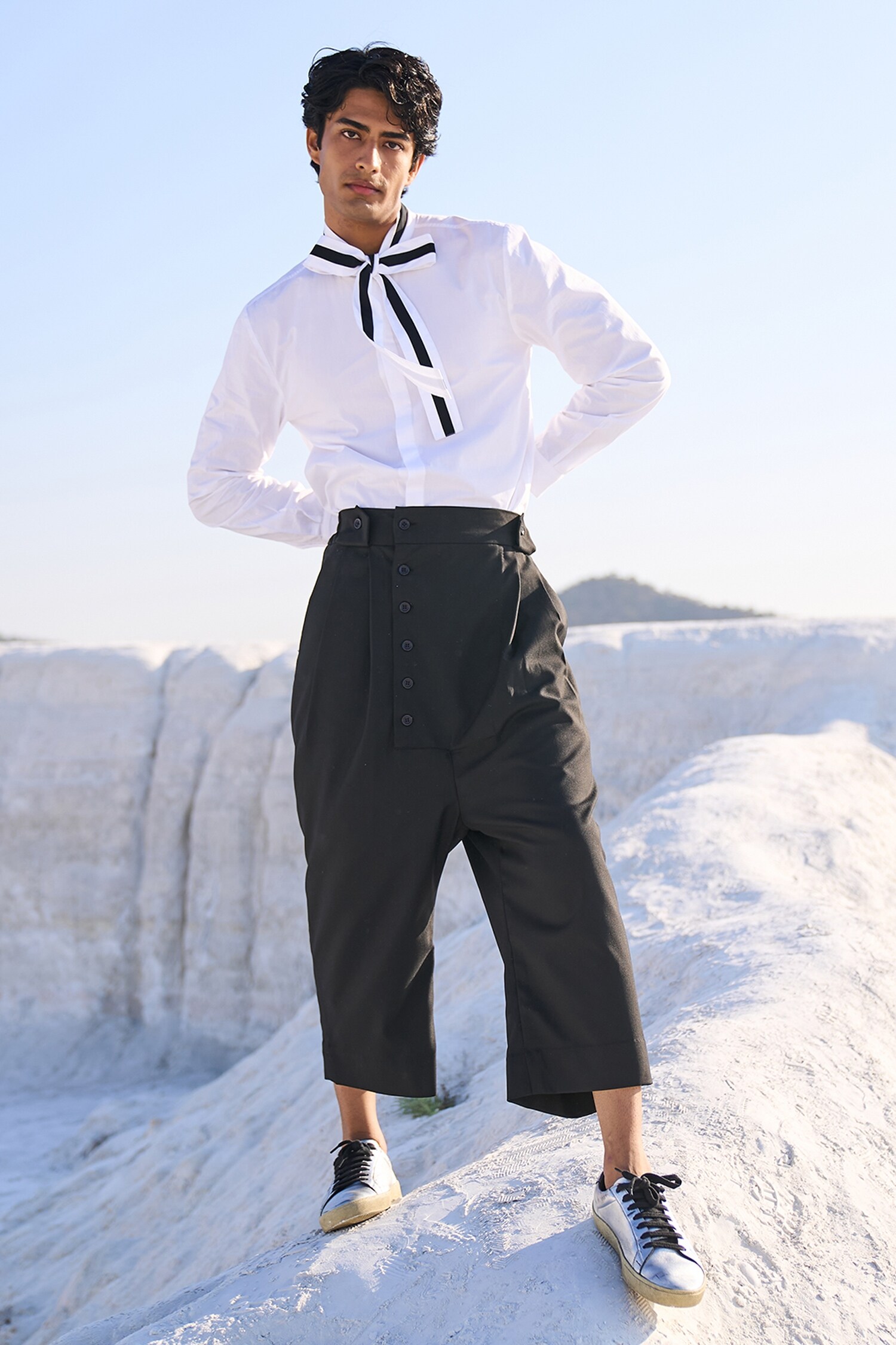 Buy Black 66% Polyester 32% Viscose 2% Spandex Plain Drop Pant For Men ...