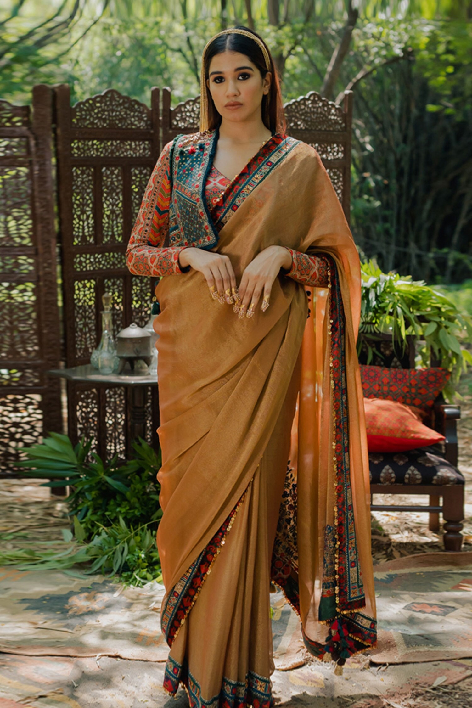 Buy Pooja-Keyur Multi Color Silk Aari Embroidered Kota Jacket Online ...