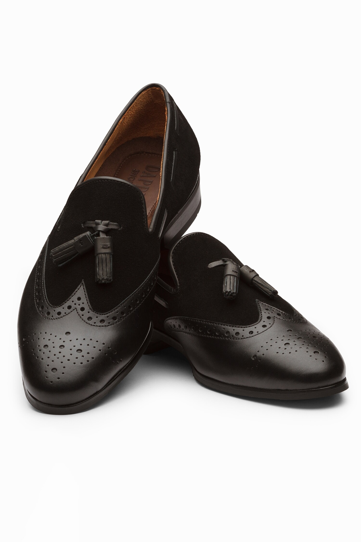 Buy dapper Shoes Black Leather Wingtip Tassel Loafers Online | Aza Fashions