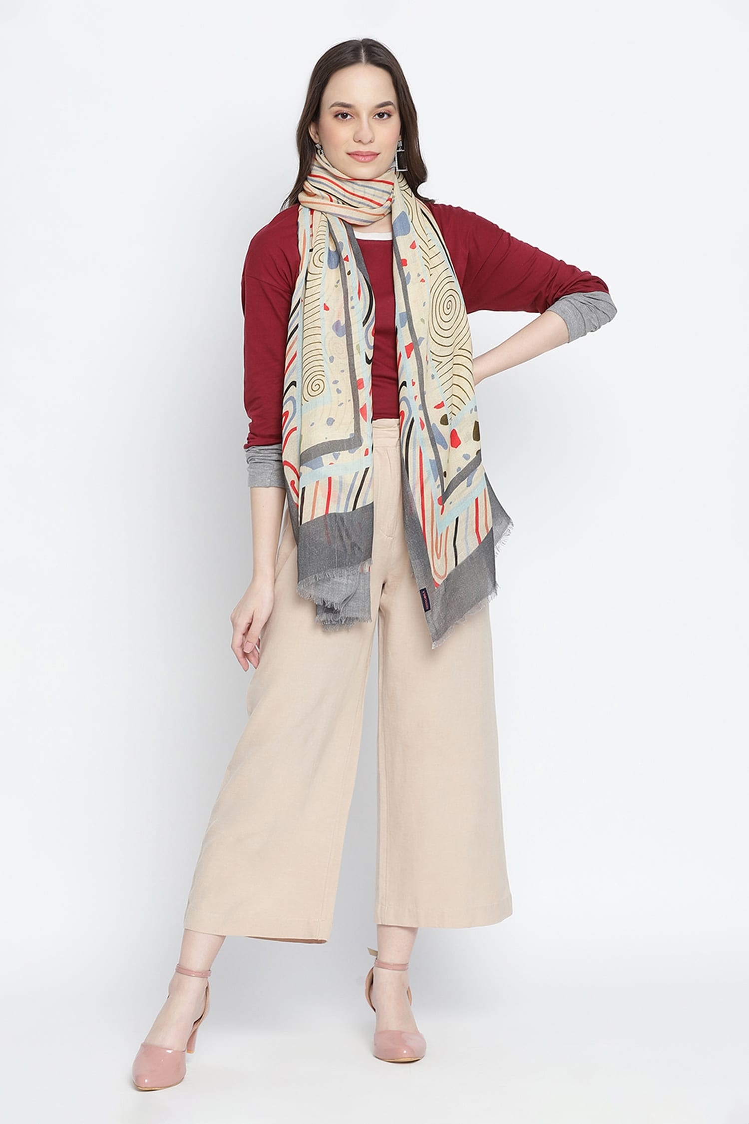 Buy Shingora Spiral Print Stole Online | Aza Fashions