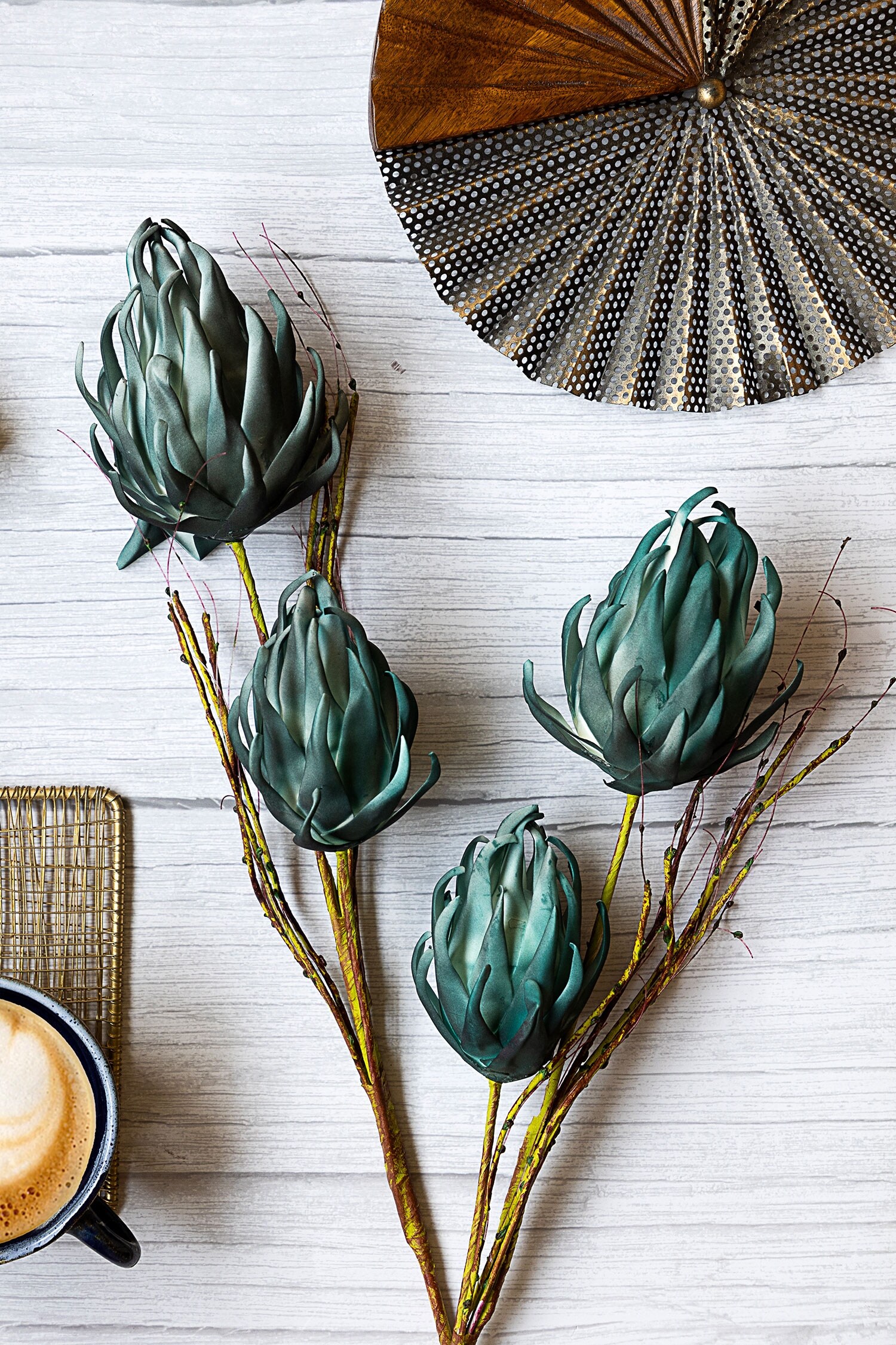 Buy H2H Calcifer The King Protea Flowers - Set Of 2 Online | Aza Fashions