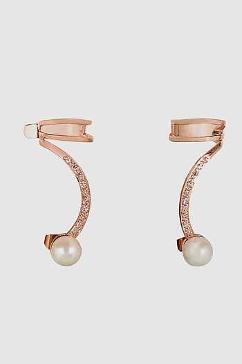 Buy Itrana Pearl Embellished Ear Cuffs Earrings Online | Aza Fashions