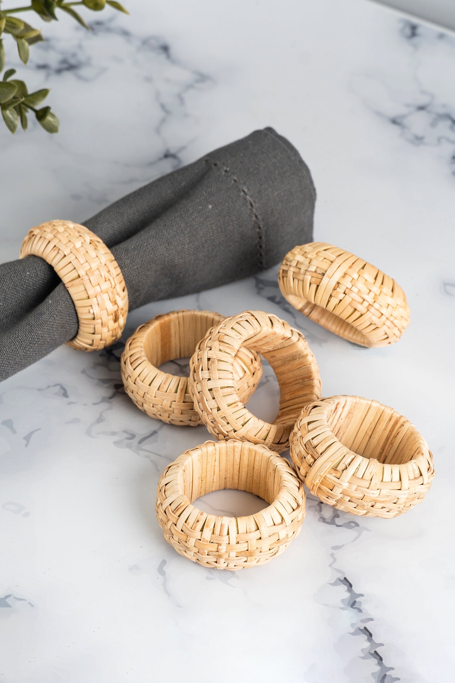 Buy KOYO STUDIOS Rattan Napkin Rings - Set Of 6 Online | Aza Fashions