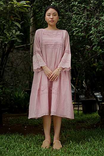 Buy Baju Purple Chanderi Cotton Silk Lace Embroidered And Paneled Tunic ...