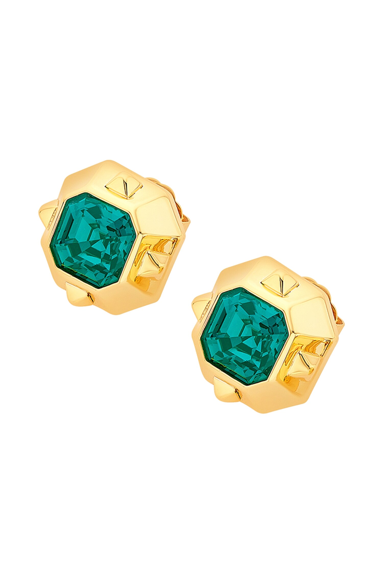Buy Isharya Emerald Metal Stud Earrings Online | Aza Fashions