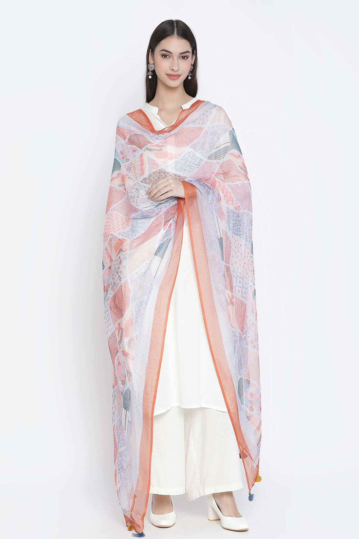 Buy Shingora Multi Color Cotton Multi Printed Dupatta Online | Aza Fashions