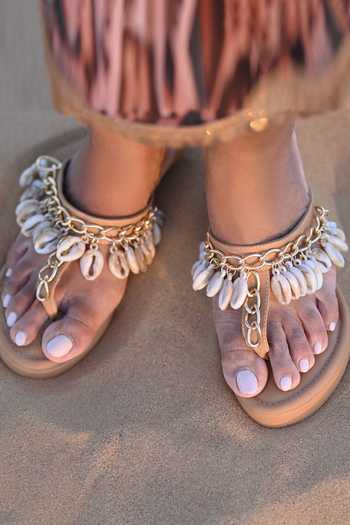 Buy Brown Embroidery Carllu Shell Flats by Foot Fuel Online at Aza ...