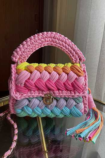 Buy BIJIT Rainbow Cotton Braided Texture Sling Bag Online | Aza Fashions