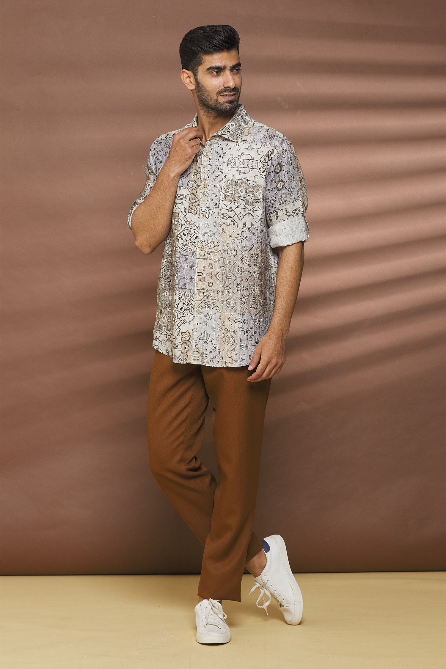 Buy Multi Color 100% Linen Printed Lima Shirt For Men by Linen Bloom ...