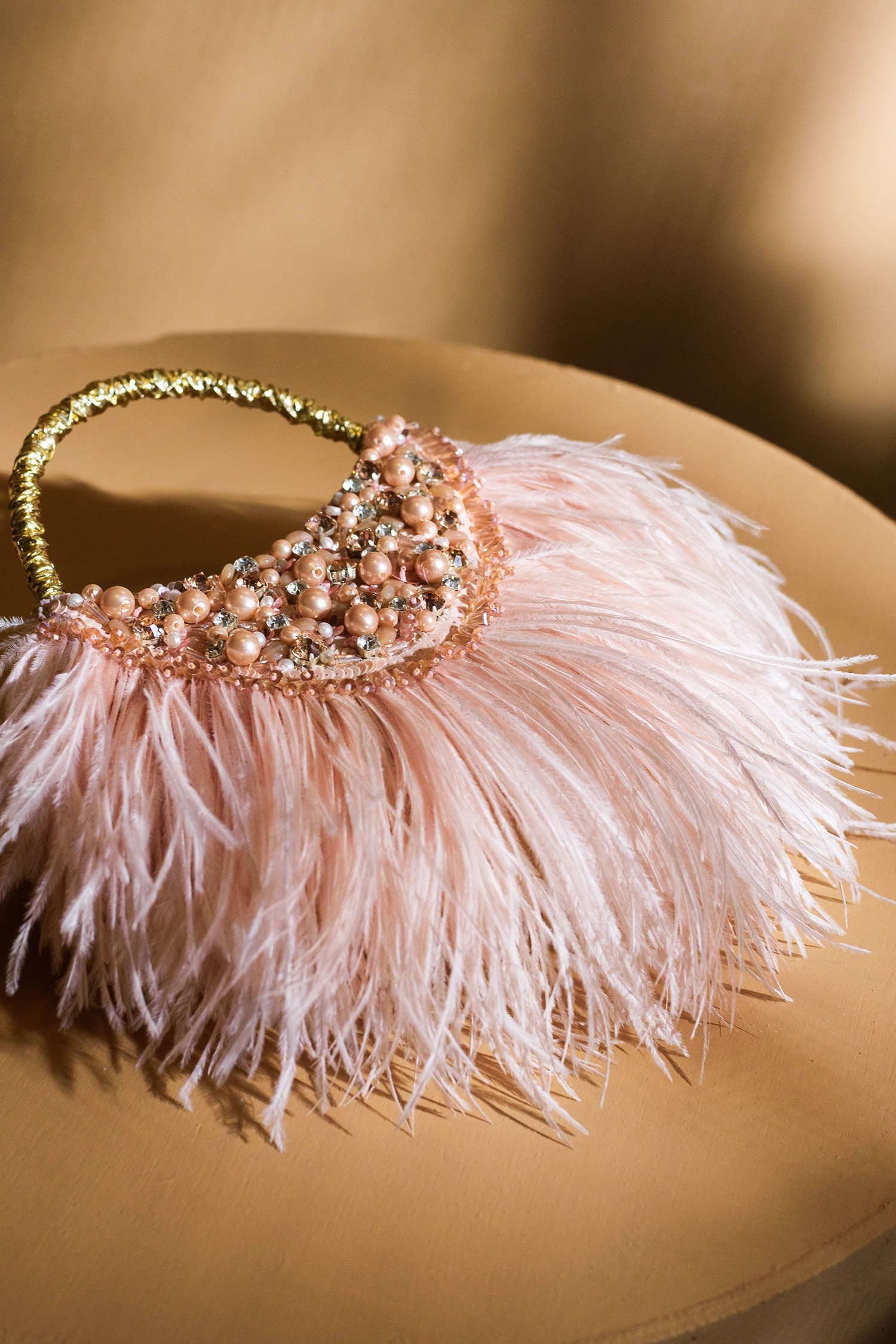 Buy Pink Embellished Fiery Crystal Clutch by Be Chic Online at Aza ...