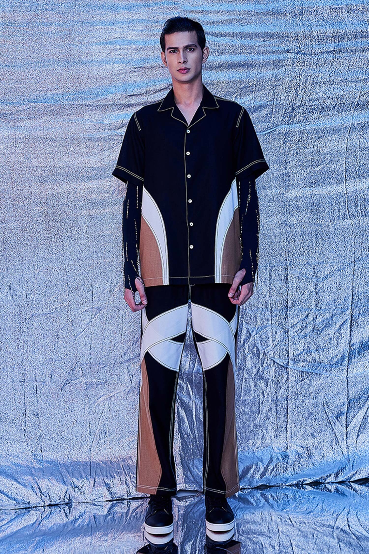 Buy Black Cotton Solid Cut And Sew Pant For Men by Line out line Online ...