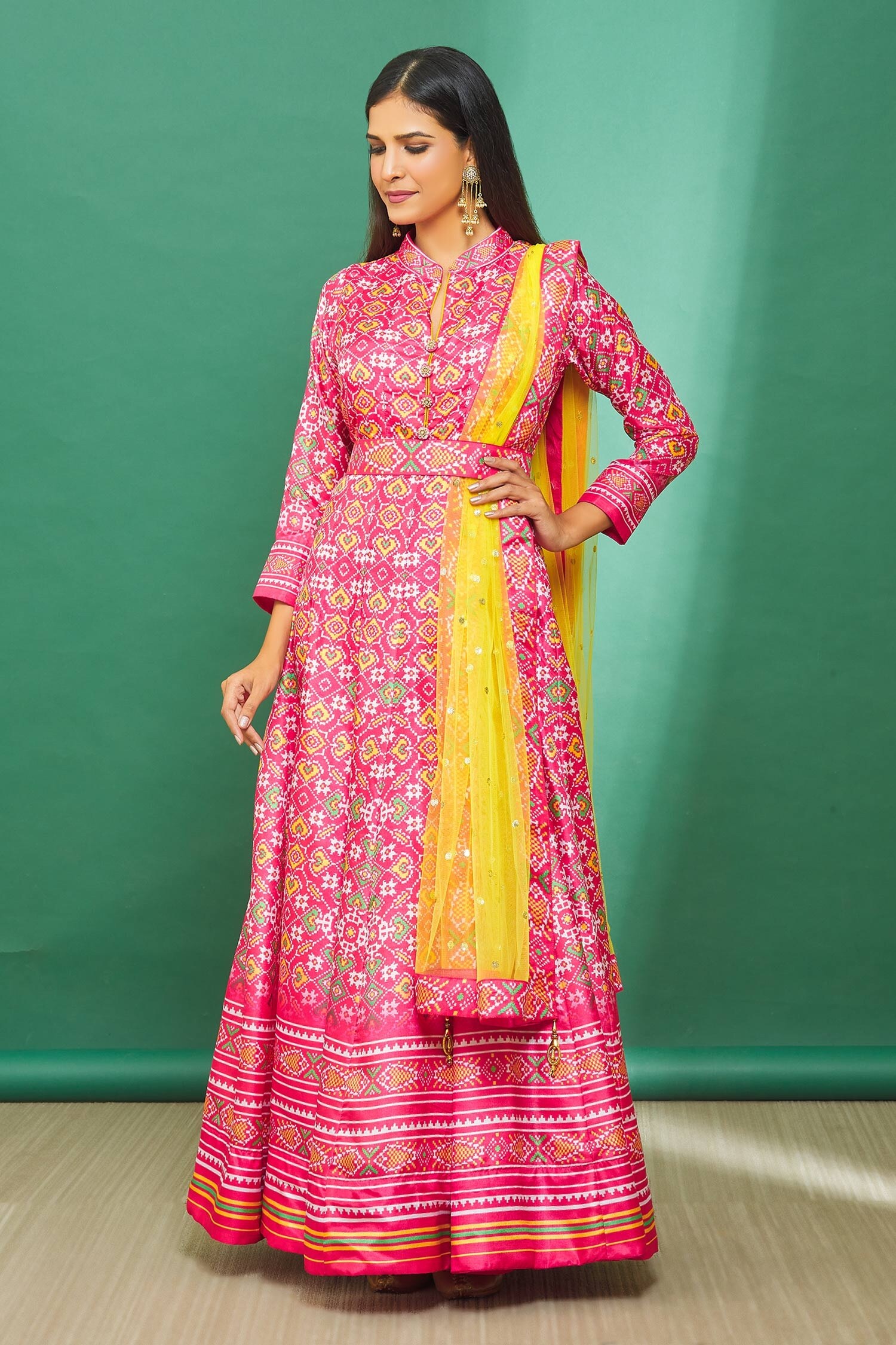 Buy Pink Printed Anarkali With Dupatta For Women by Naintara Bajaj ...