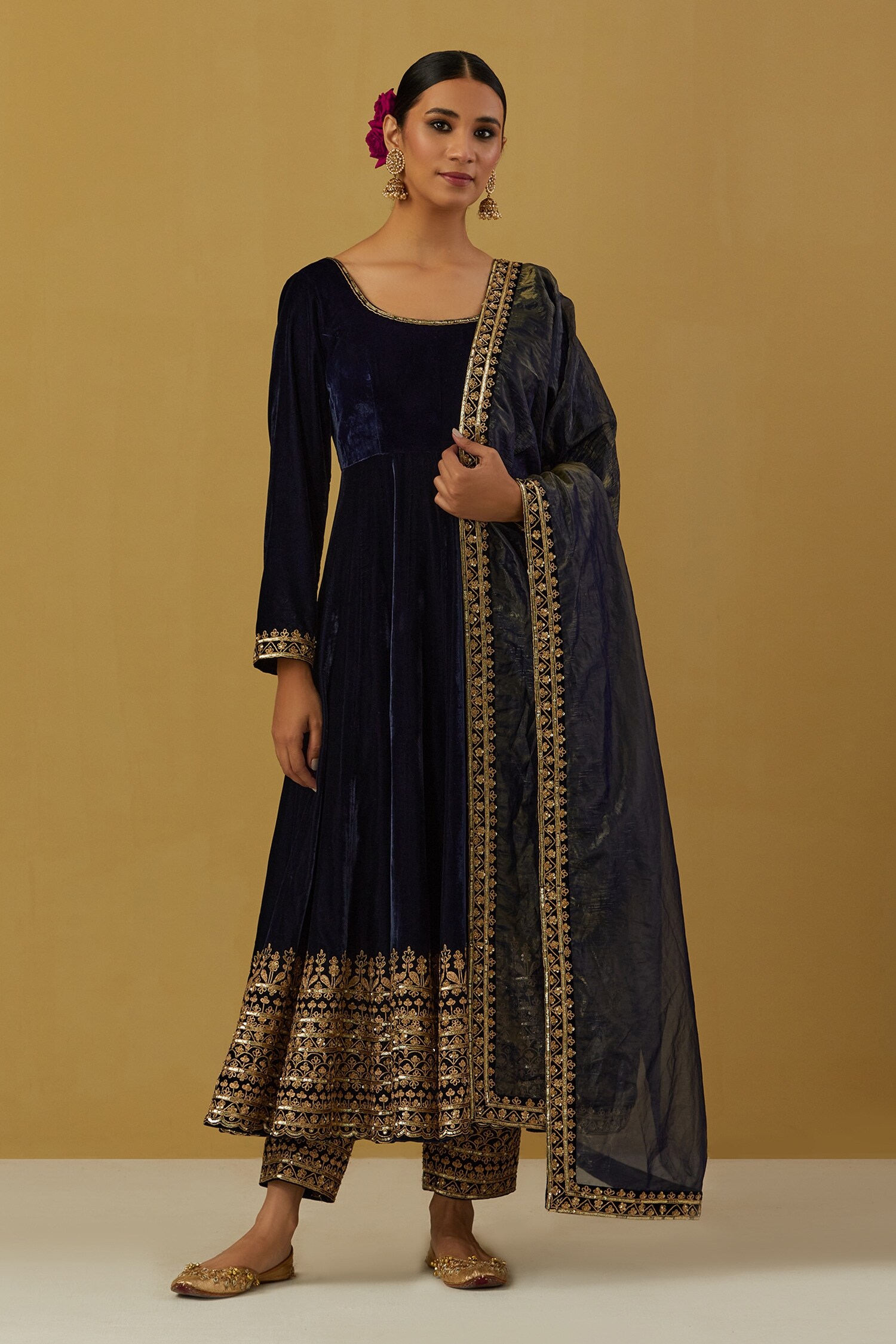 Buy Blue Tissue Embroidered Dupatta For Women by Ikshita Choudhary ...