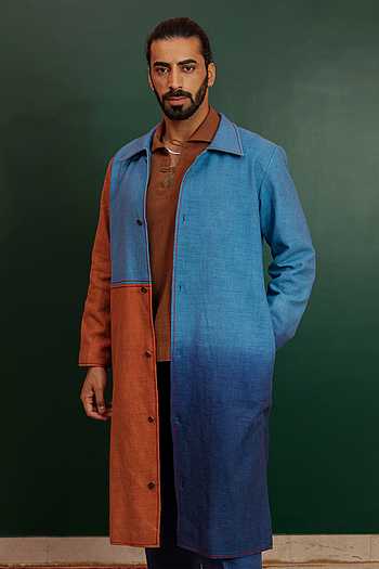 Buy Artless Multi Color Cotton Jacquard Sky And Ocean Spread Collar ...