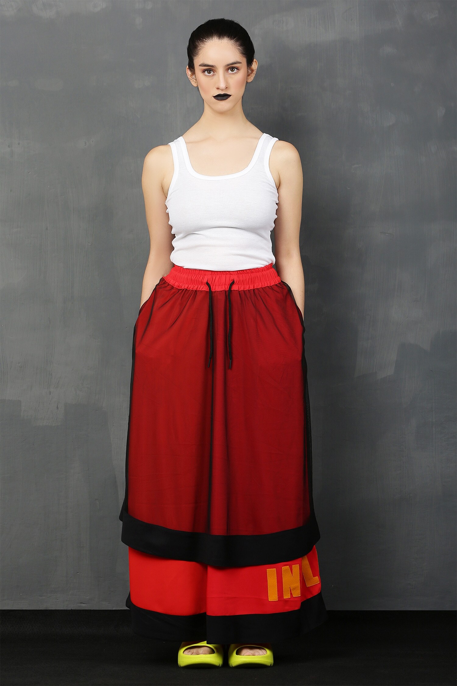 Buy I am Trouble by KC Red Moss Crepe Influence Applique And Top Set ...