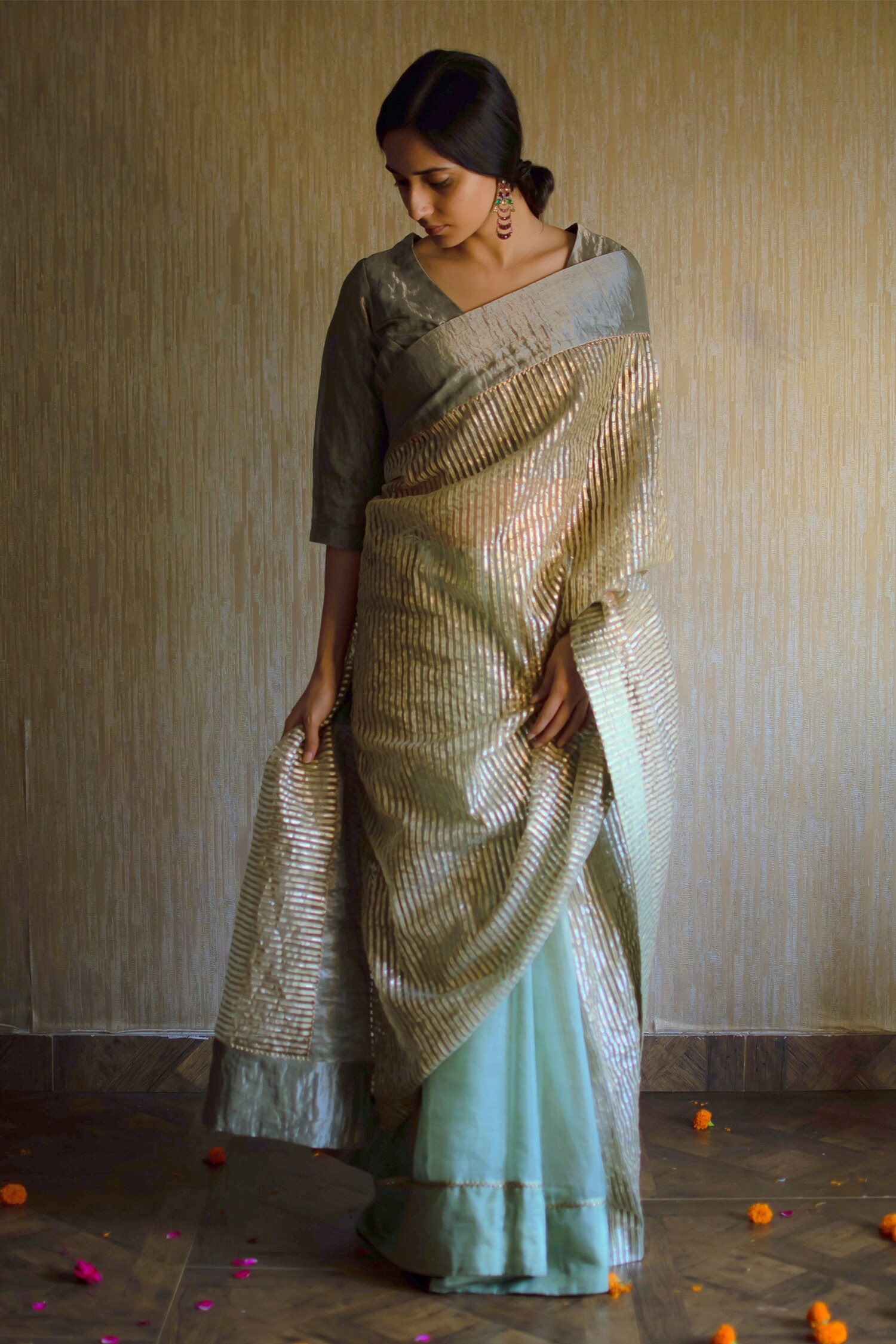 Buy Shorshe Clothing Green Handloom Tissue Organza Saree Online | Aza ...