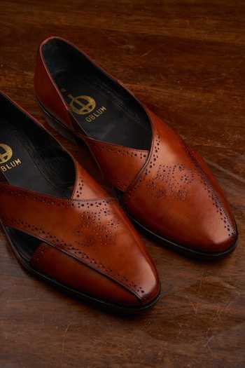 Buy Red The Oblum Handcrafted Brogued Peshawaris For Men by Oblum ...