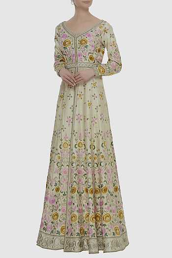 Buy Couture by Niharika Cream Embroidered Jacket Lehenga Set Online ...