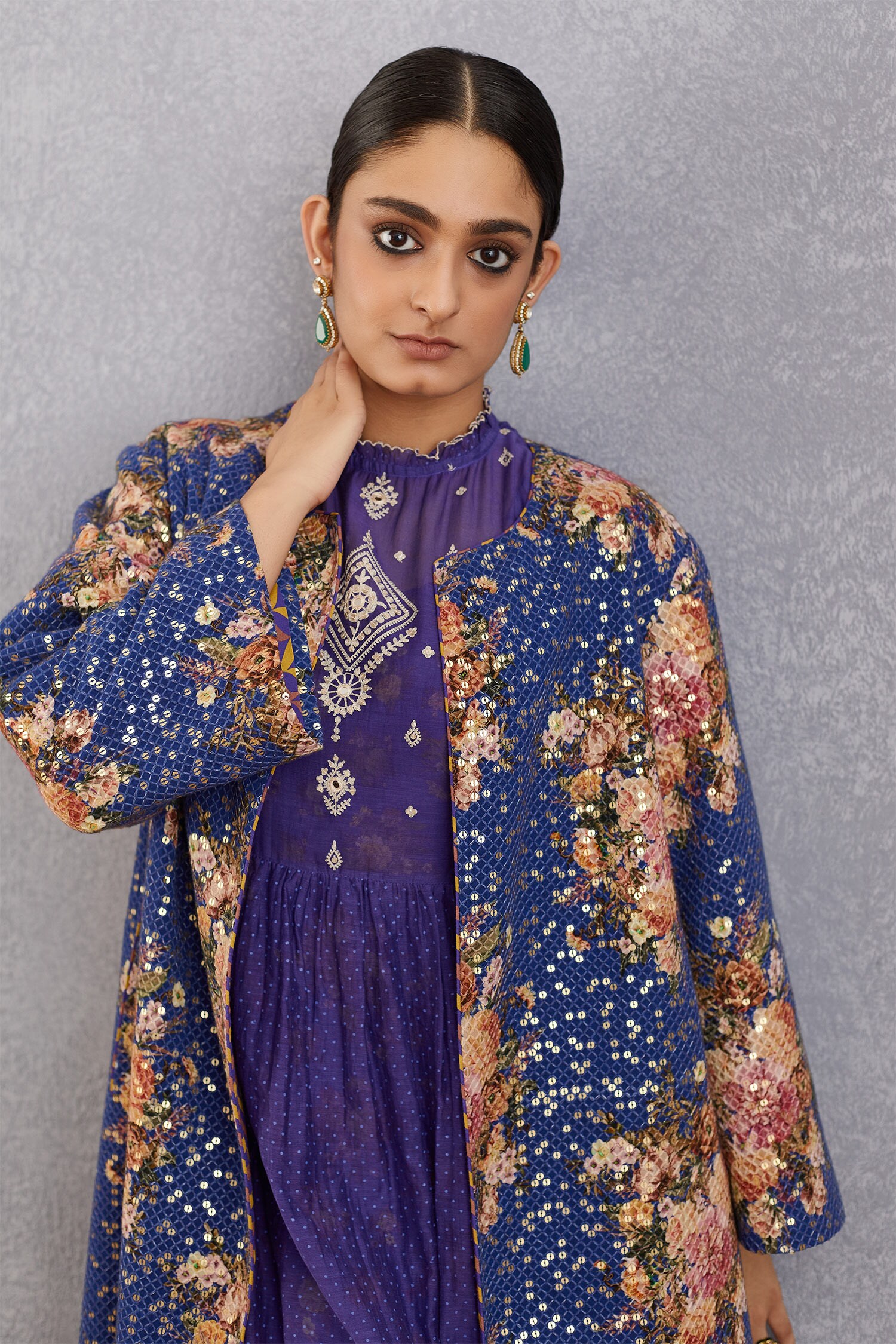 Buy Torani Purple Sequins Crepe Jamuni Qasiba Sitara Jacket Online ...