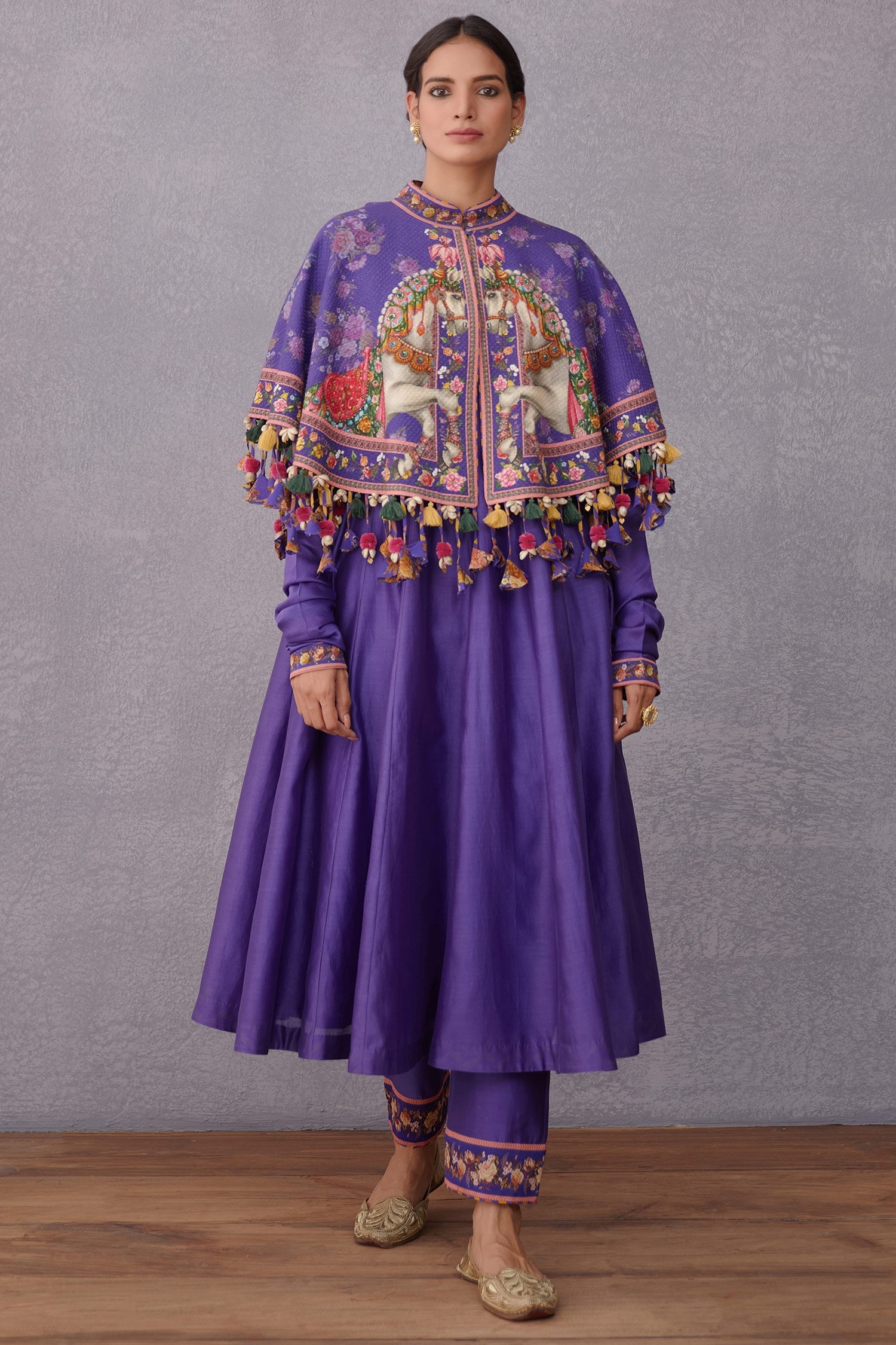 Buy Purple Handwoven Jacquard Printed Jamuni Ashvamedha Baluchi Jacket ...