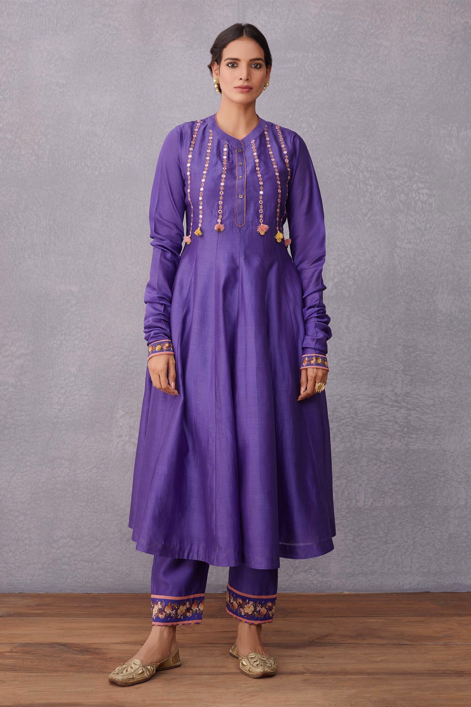 Buy Torani Purple Handwoven Chanderi Jamuni Sitara Raisah Kurta And ...