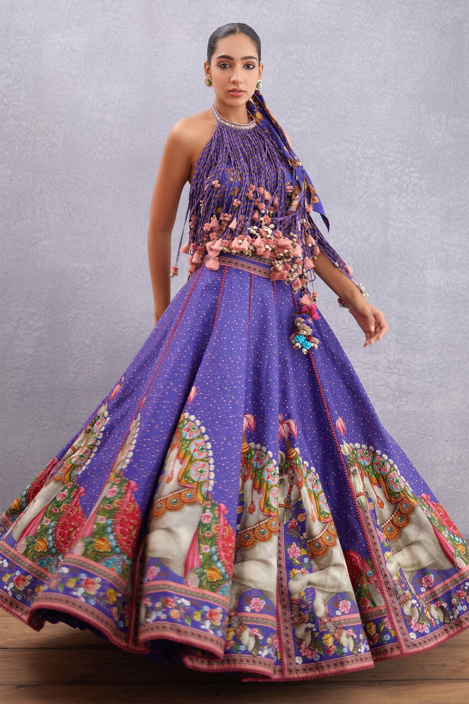 Buy Purple Embroidery Round Jamuni Ashvamedha Lehenga And Blouse Set ...