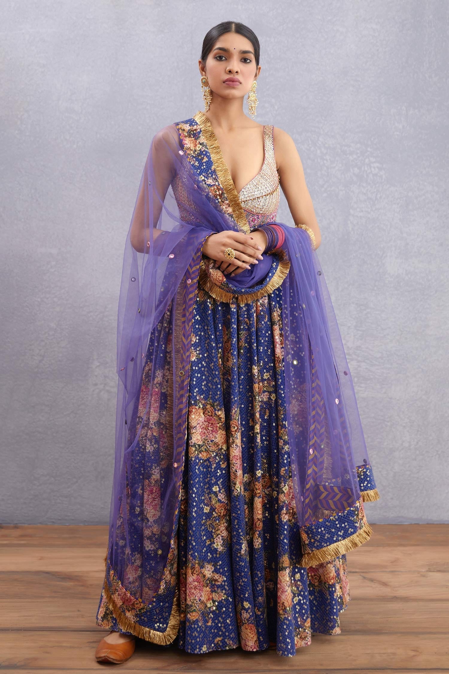 Buy Torani Purple Jamuni Rabia Sitara Dhari Anarkali With Dupatta ...