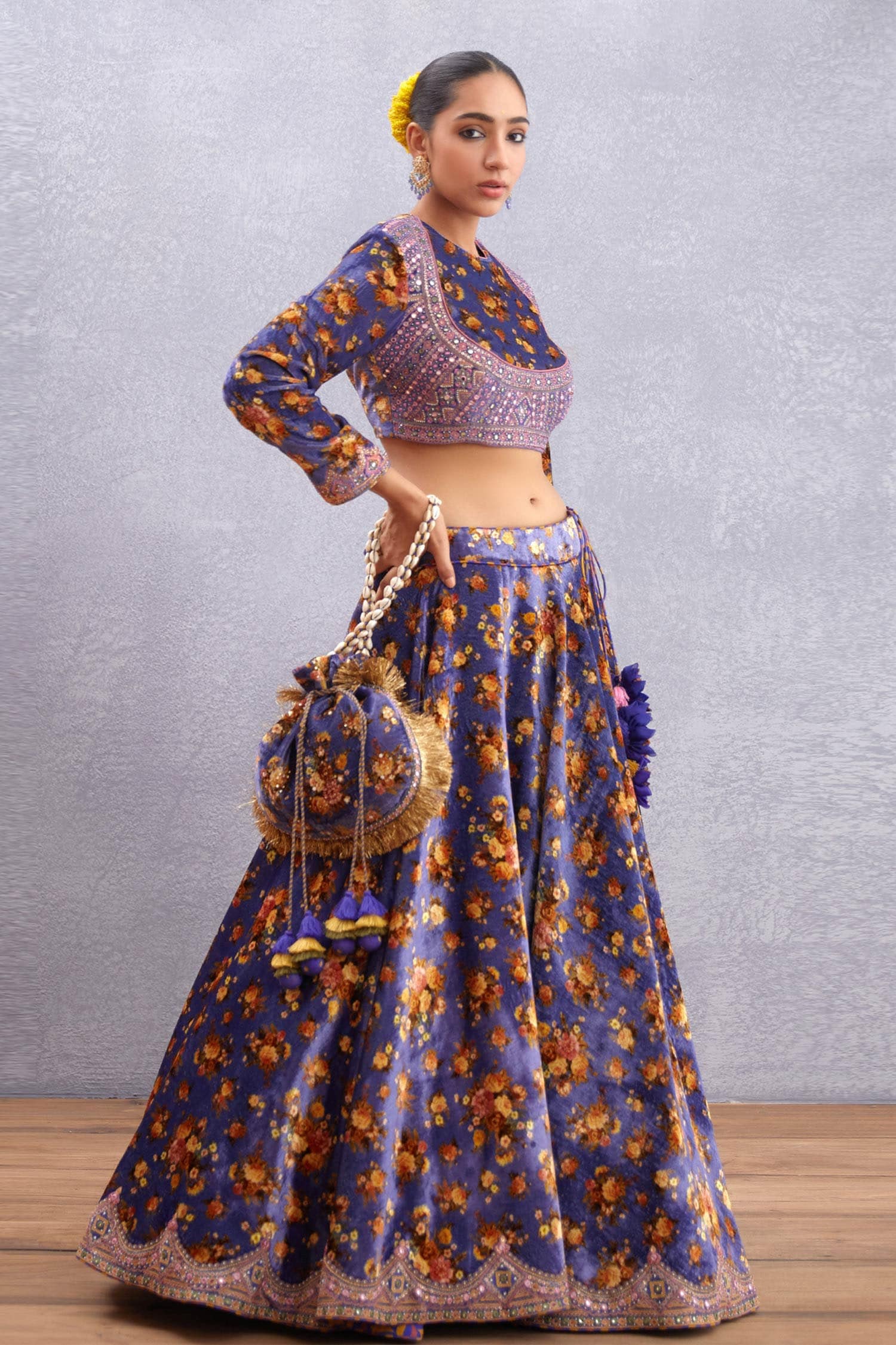 Buy Purple Jamuni Nilofer Makhmal Potli by Torani Online at Aza Fashions.