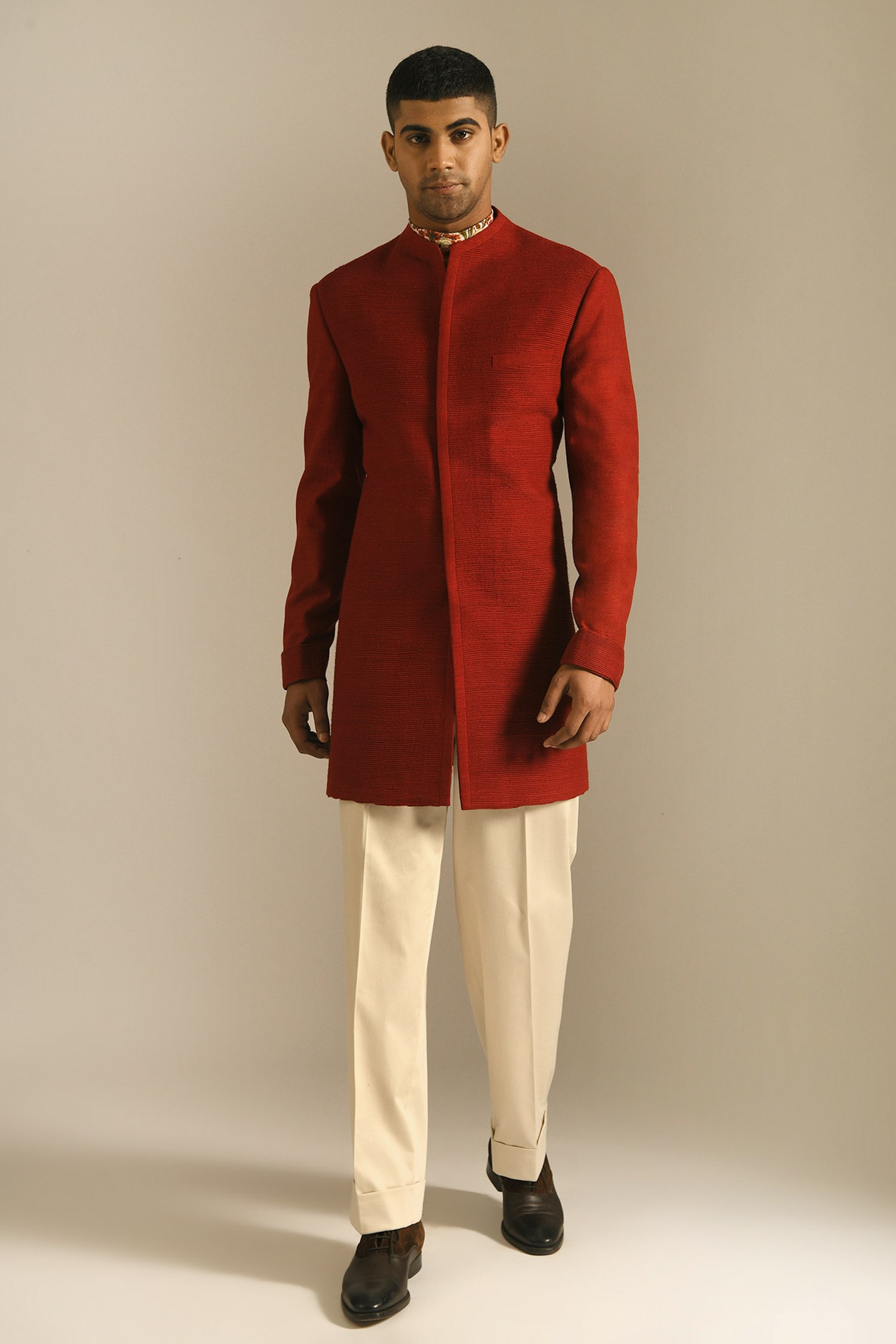 Buy Dhruv Vaish Silk Short Sherwani Online | Aza Fashions
