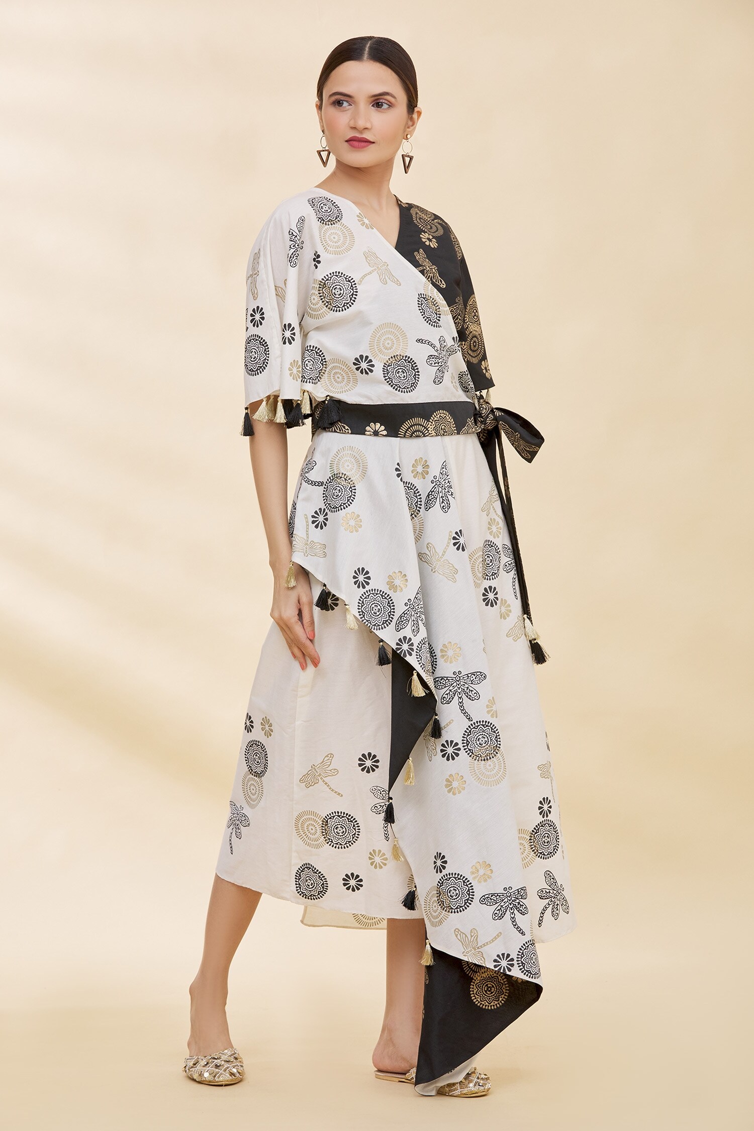 Buy Surily G White Asymmetric Draped Skirt Online | Aza Fashions