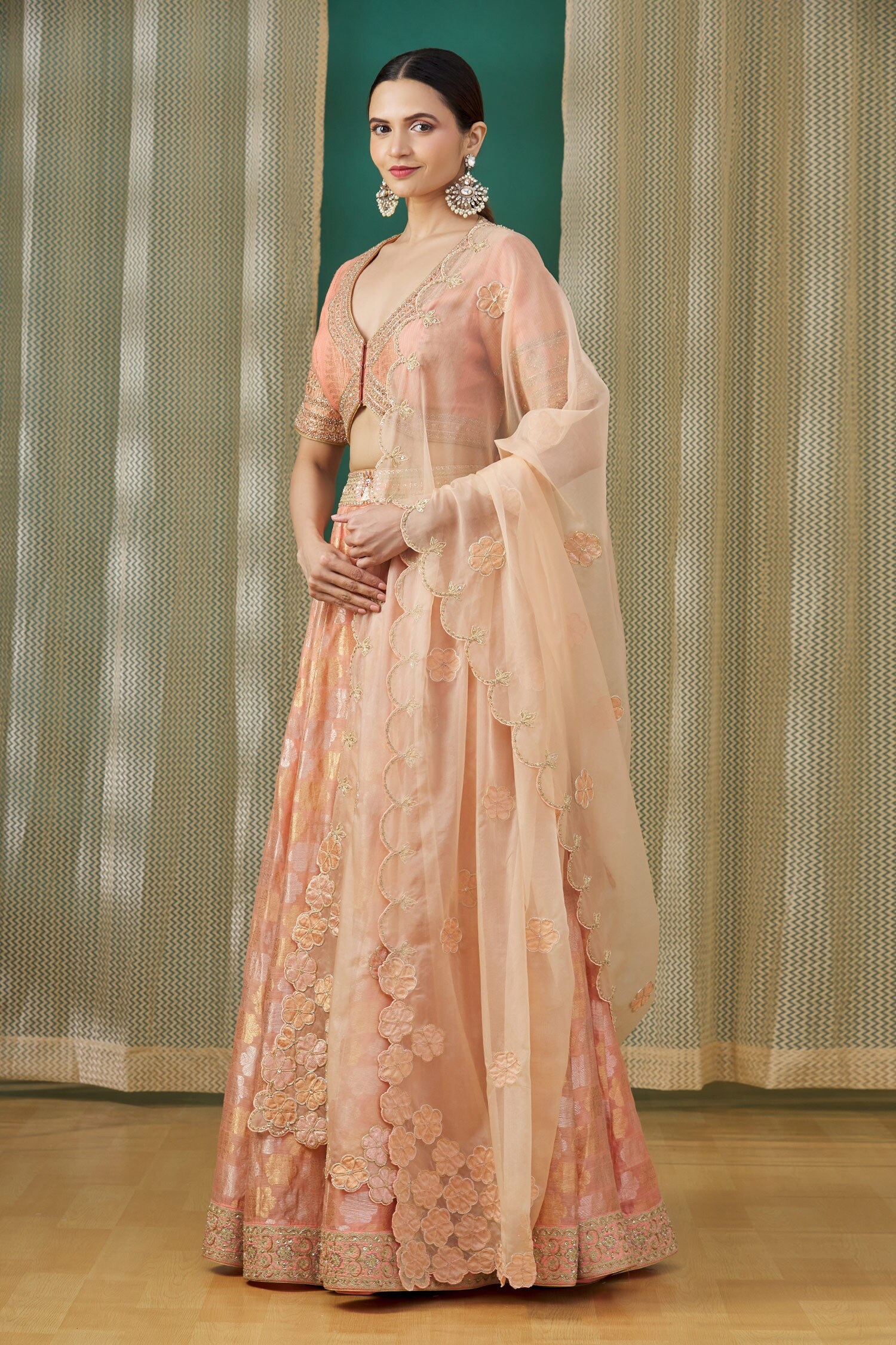 Buy Rar Studio Pink Floral Motif Lehenga Set Online | Aza Fashions