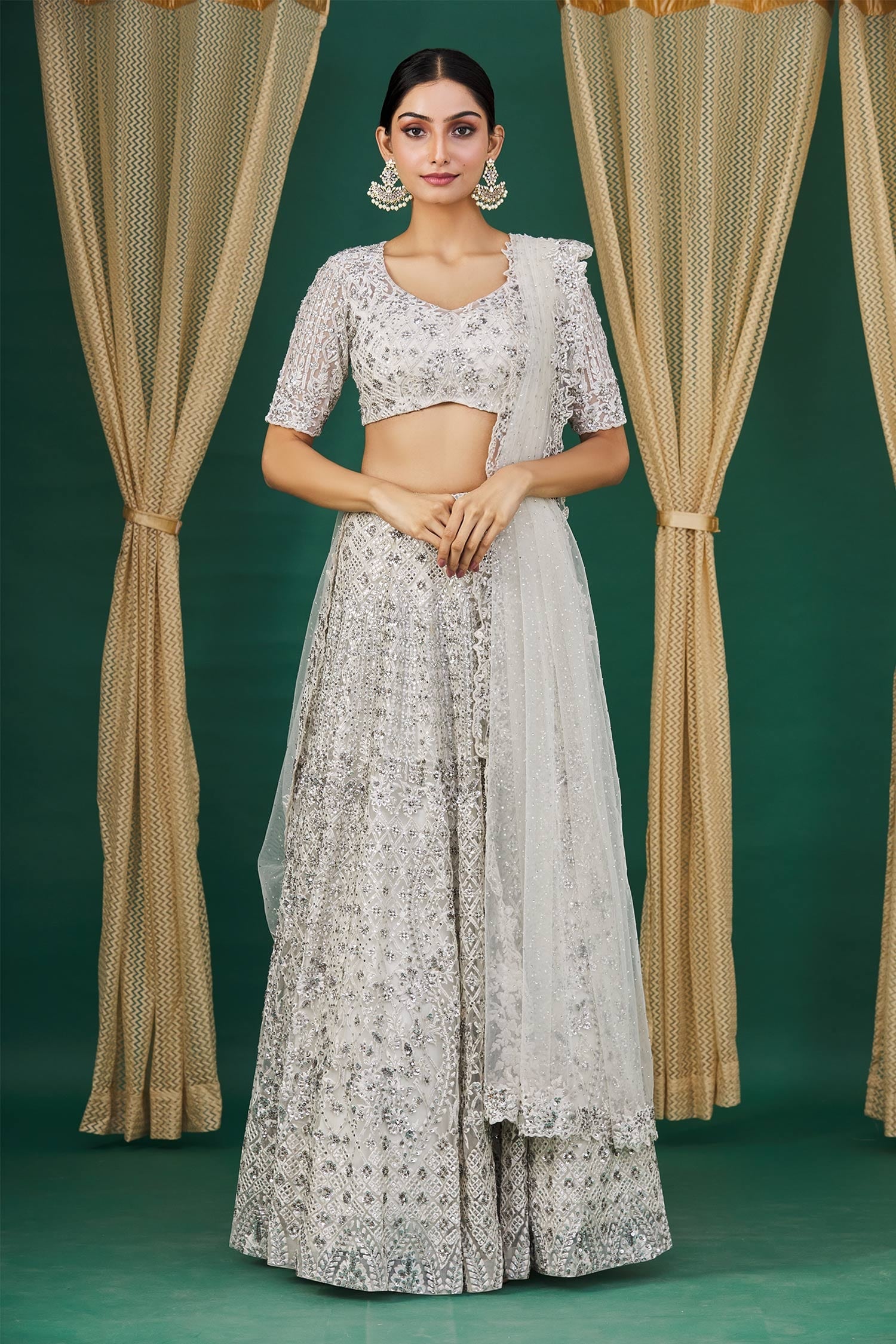 Buy Angad Singh White Floral Embroidered Lehenga Set Online | Aza Fashions