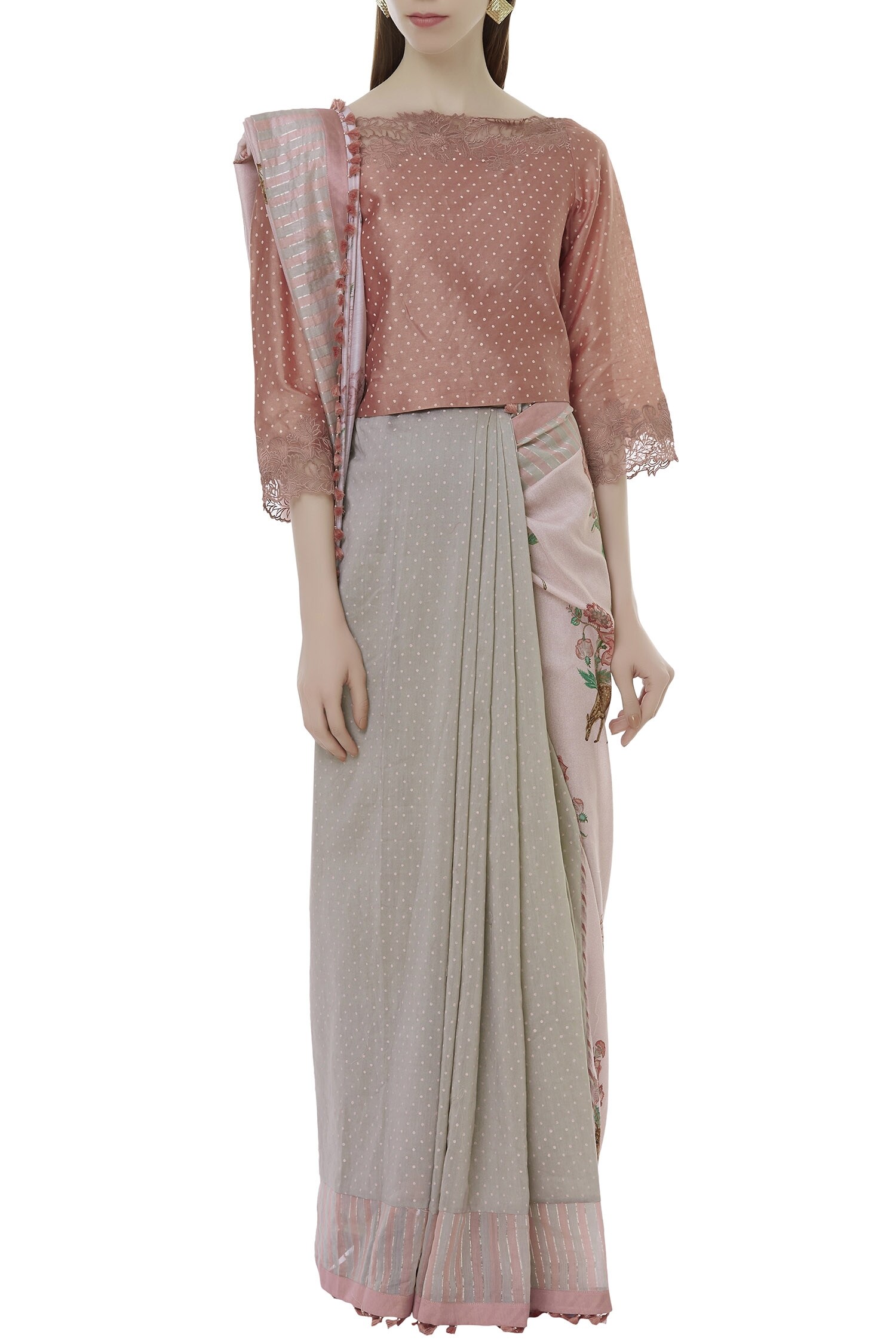 Buy Chanderi Saree Blouse by Torani at Aza Fashions