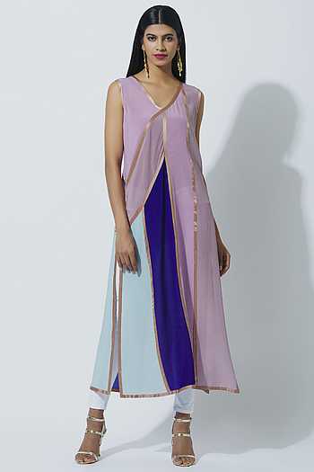 Buy Manish Malhotra Purple Crepe Colorblock Tunic Online | Aza Fashions