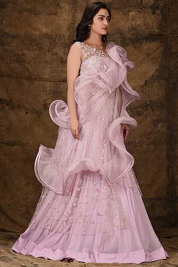 Buy Ariyana Couture Embroidered Ruffle Lehenga Set Online | Aza Fashions