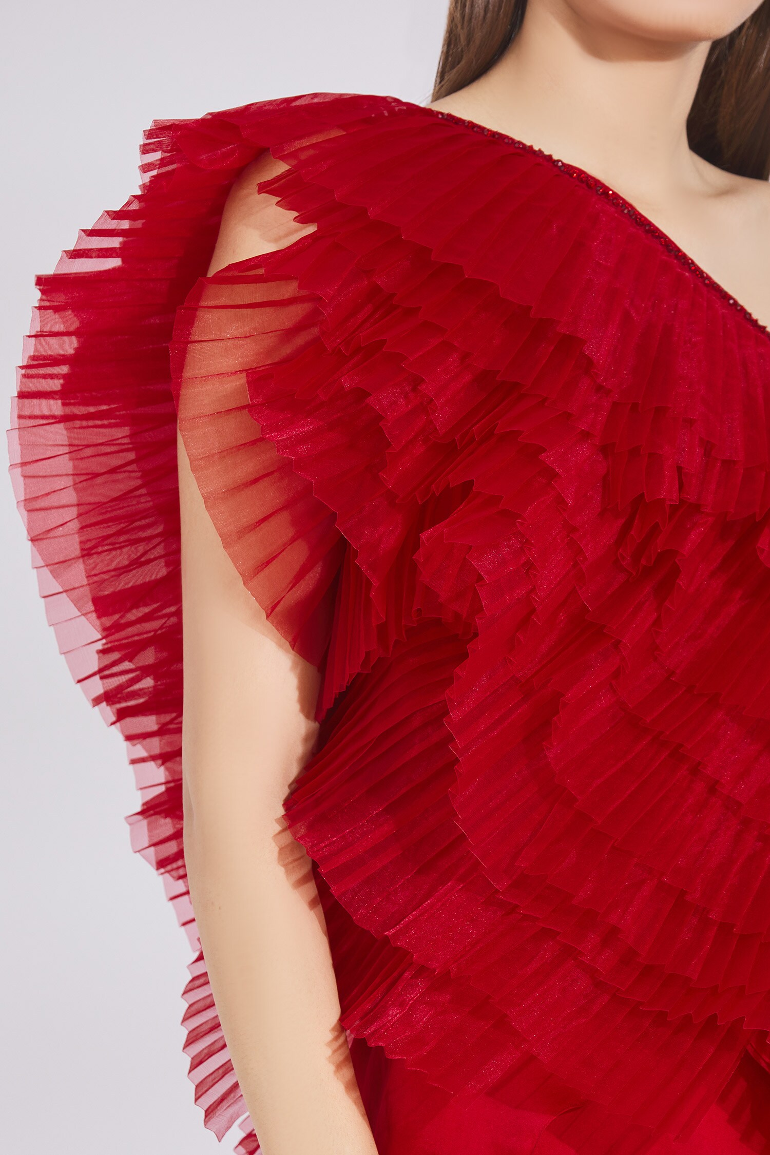 Buy One Shoulder Ruffle Top by Shriya Som at Aza Fashions