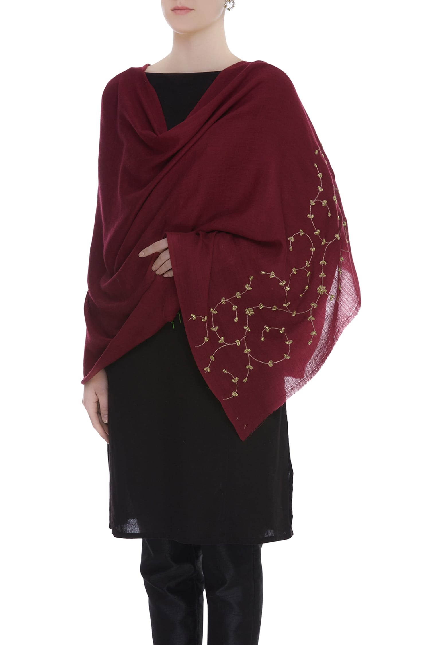 Buy Richa Aari Hand Embroidered Shawl Online | Aza Fashions