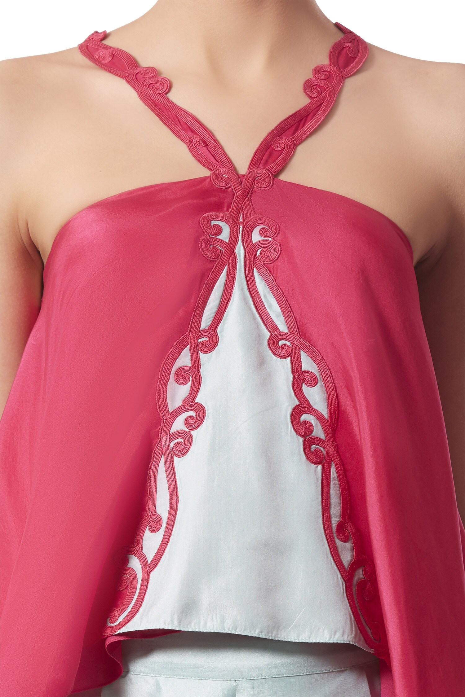 Buy Limerick by Abirr N' Nanki Blue Dori Embroidered Halter Top Online ...