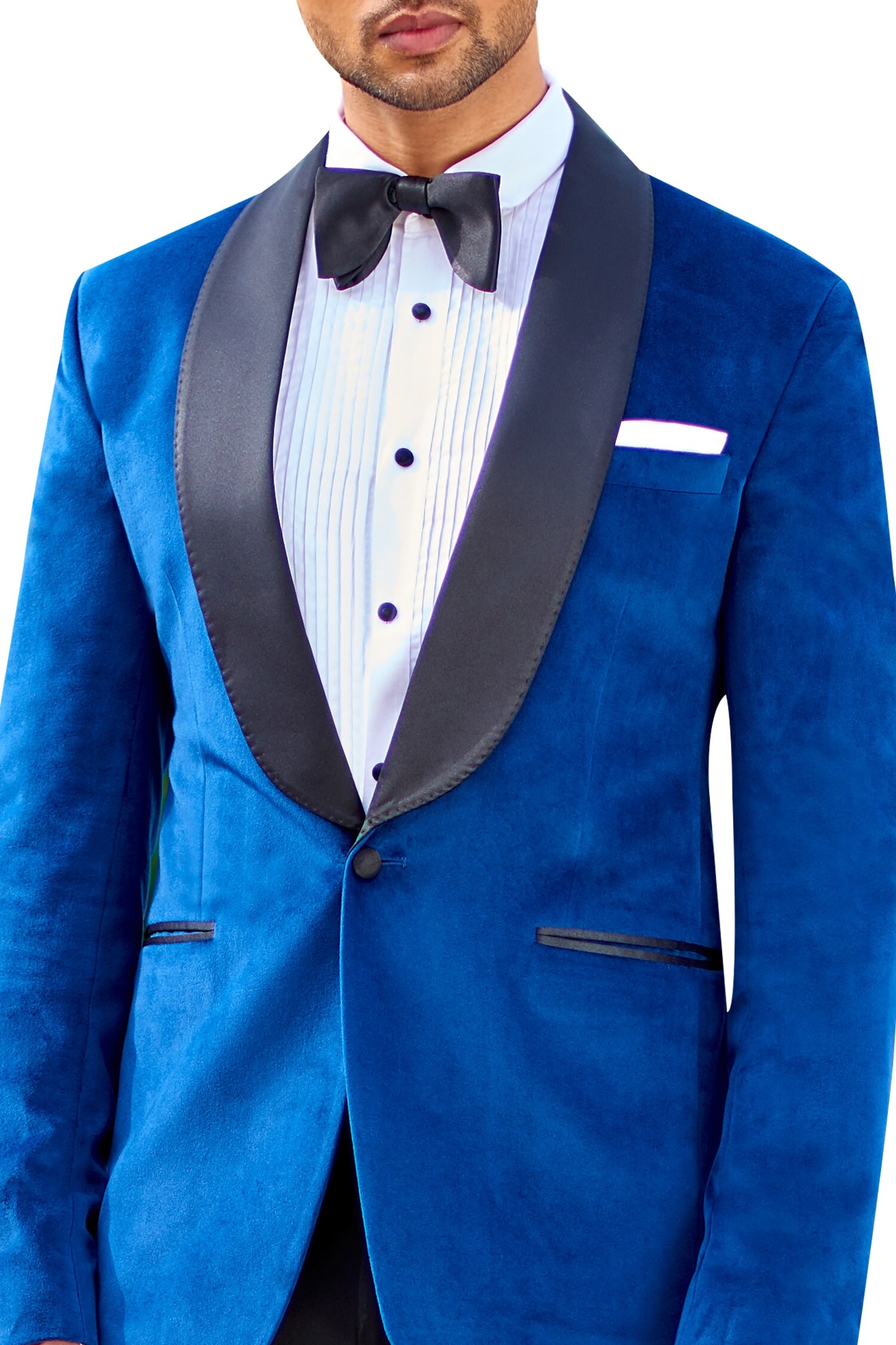 Buy Sarah & Sandeep Blue Tuxedo Set With Pintuck Tux Shirt Online | Aza ...