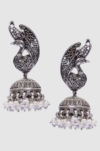 Buy Sangeeta Boochra Peacock Head Carved Jhumka Earrings Online | Aza ...